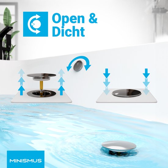 Minismus Badstop - Universele afvoerstop bad met dubbele rubberen afdichting - 72 mm | bol
