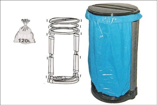 Afvalzakstandaard met deksel en klemring, 120 liter, standaard voor ...