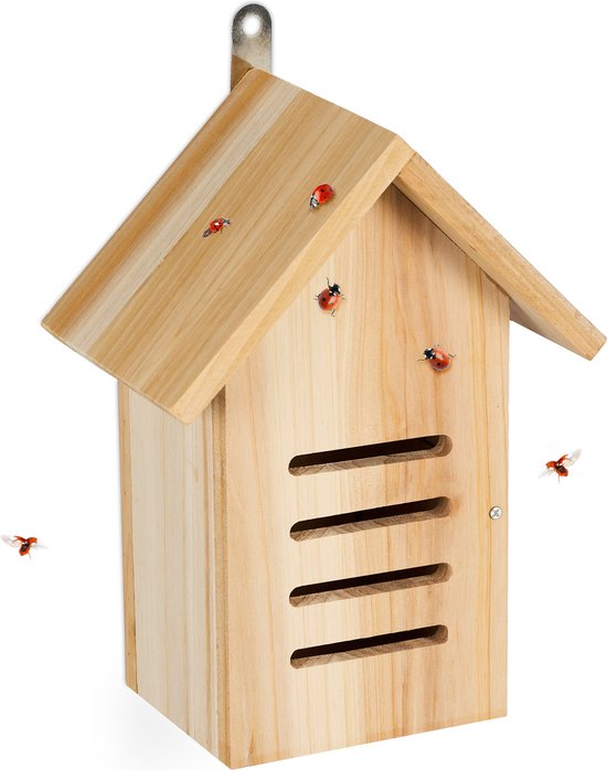 Ladybug hotel wood HBD: 25x18.5x12cm hanging garden insect hotel ...