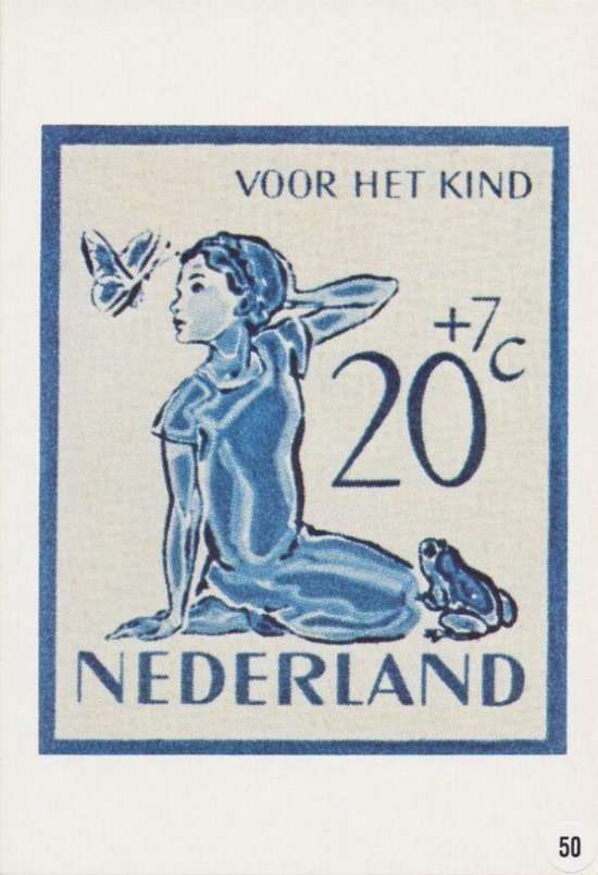 Briefkaart met afbeelding meisje met vlinder en kikker postzegel | bol