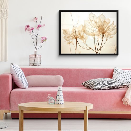 Fotolijst inclusief poster 80x60 cm - Beige droogbloemen - Foto in ...