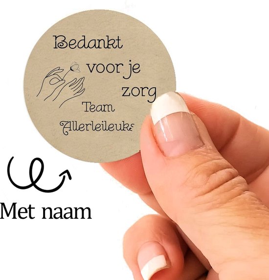 Kraft Stickers bedankt voor je zorg met naam 4cm 48 stuks ...