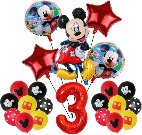 Mickey Mouse - Jomazo - Ballons en aluminium Mickey Mouse avec numéro 3 ...