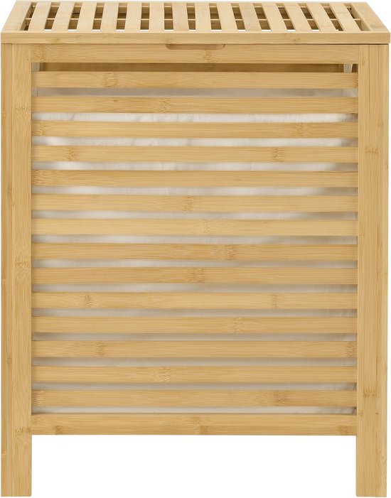 In And OutdoorMatch Bamboe Wasmand Jessica - Met Waszak en Deksel - 65 ...