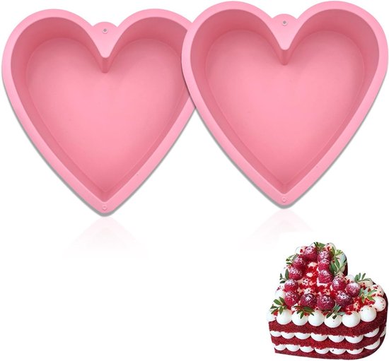 Bastix - Hart bakvorm, 2 stuks 10 inch siliconen cakevorm hart hart ...