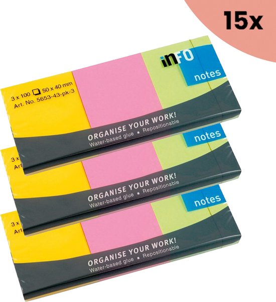 10x Info notes 50x40mm mix 3 kleuren | bol