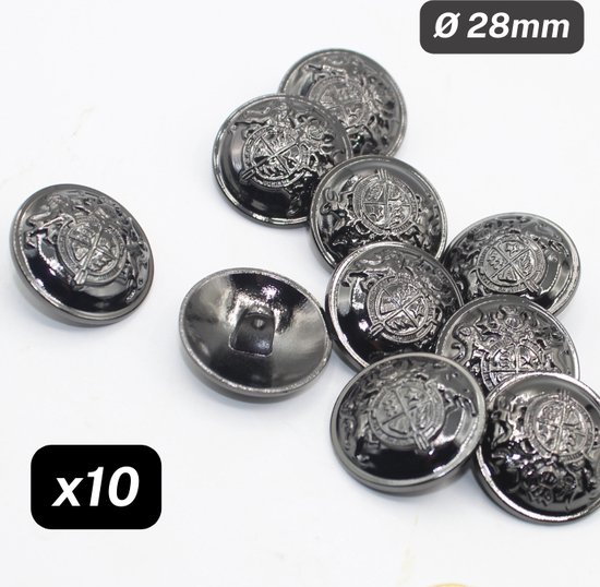 10 Stuks METALEN ZAMAK KNOPEN, Maat 28MM, Vintage Blazerknopen in ...