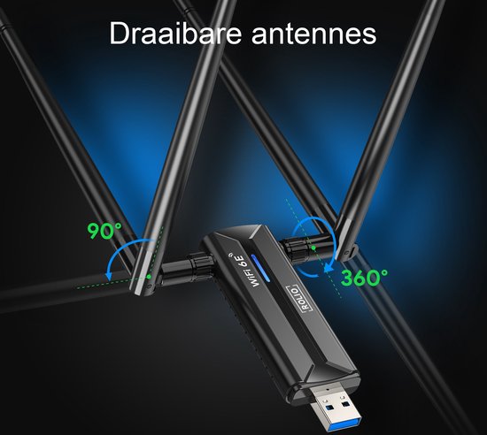 Rolio WiFi adapter USB - 5400Mbps - WiFi 6E - Dual Antenne | bol