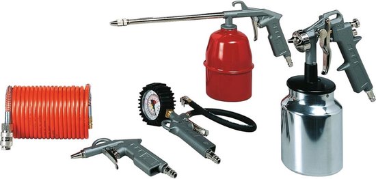 Criko perslucht compressor accessoire set - 5 delig - Incl spiraalslang ...