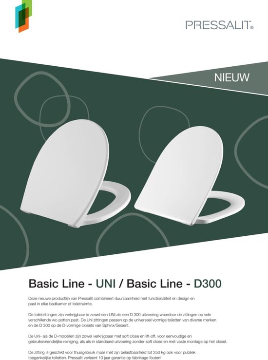 Pressalit Basic line wc bril m/deksel softclose lift-off d59 wit, wit | bol