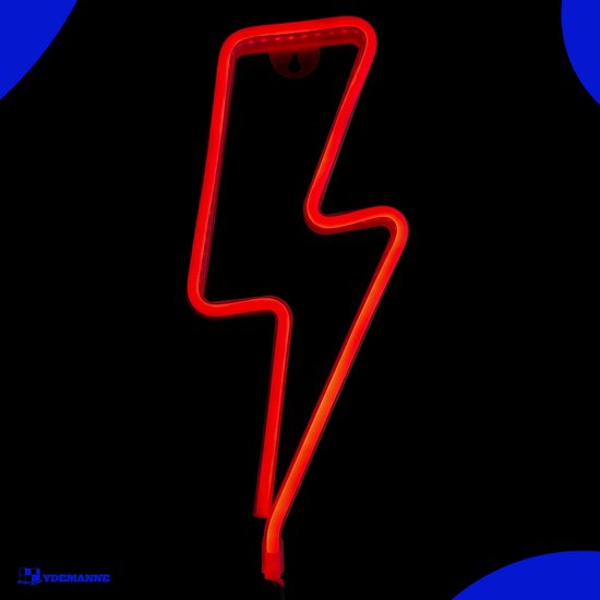 Neon Lamp - Bliksem Rood - Incl. 3 Batterijen - Neon Verlichting - Neon ...