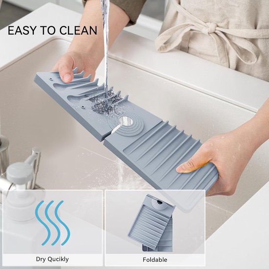 3-in-1 siliconen tapmat voor keuken met roestvrijstalen theedoekhanger ...