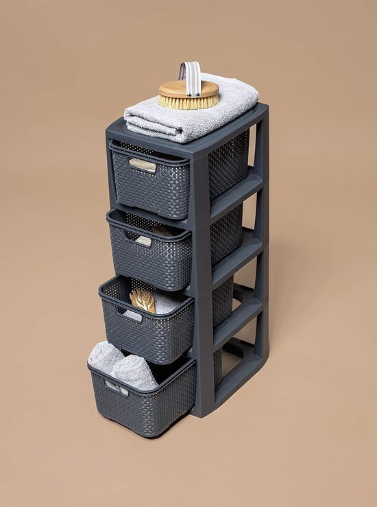 Home Essential Plank in rotan design, kunststof, antraciet, 23 x 29 x ...