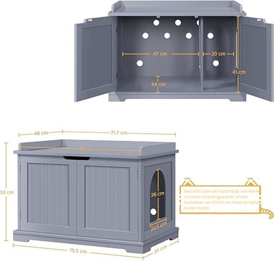 Kattenmeubel - Kattenbak Kast - Kattenkast - Kattenbench - Kattenkooi ...