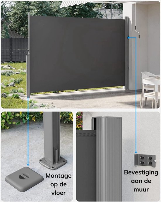 ACAZA Tuinscherm - Tuinscherm uittrekbaar - 400 x 160 cm (L x H ...