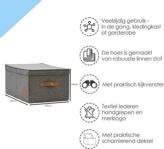 Premium Opbergdoos met inklapbaar deksel - Gemaakt van hoogwaardig stof ...