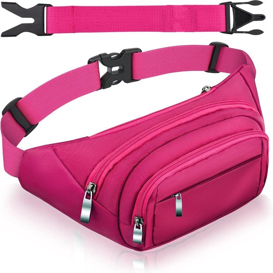 Heuptas voor dames, 4 vakken, met 35 cm verlengde riem, riemtas, grote ...