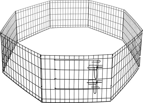 Springos Hondenbench - Dierenkooi - Dierenbox - Metaal - Zwart - 155 x ...