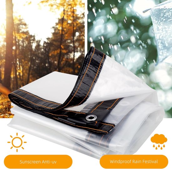 Afdekzeil, geweven zeil, 110 g/m², transparant, 2 m x 2 m, beschermend ...