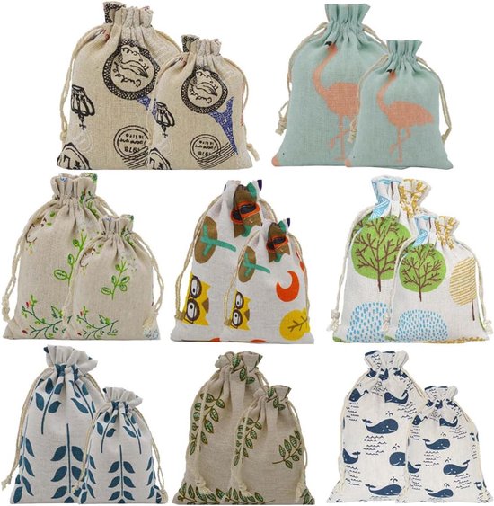 Zakjes om te vullen - 16 stuks kleine stoffen zakjes, jute zakjes ...