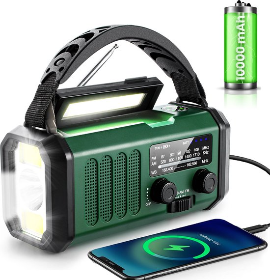 Safepact Noodradio - Solar Opwindbaar - 10.000 MAH Accu - Draagbare ...
