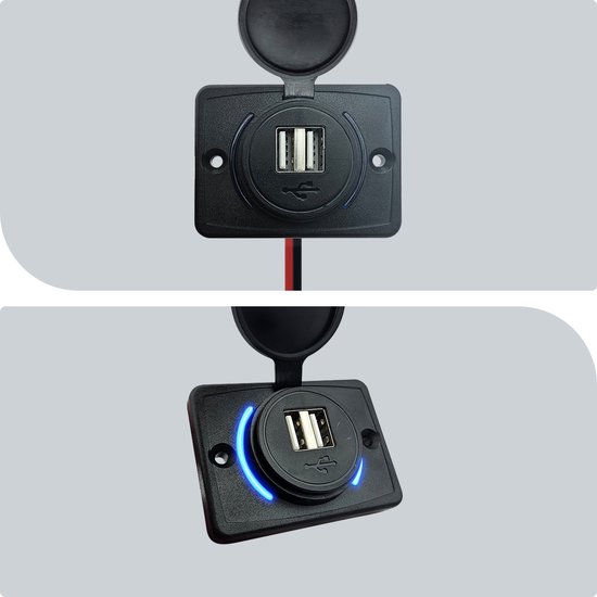 12V USB Autolader 2 Poorten Opbouw - 5V 3.1A - POUSB-1 - USB ...