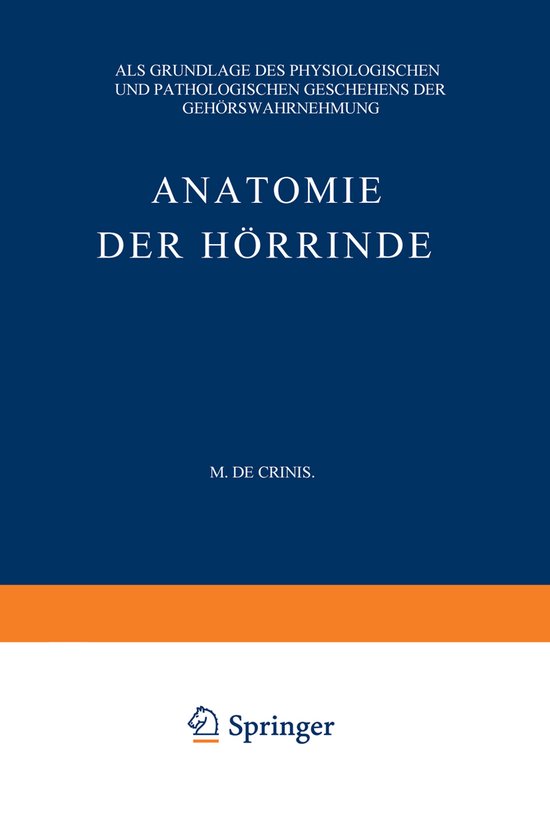 Anatomie der Hörrinde, Max de Crinis | 9783642896125 | Boeken | bol