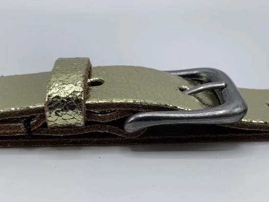 GOUD KLEURIGE RIEM MET LEUKE OUD NIKKELE GESP. 3CM BREED EN GEMAAKT VAN ...