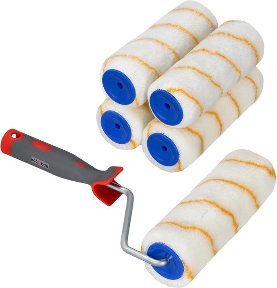 Verfroller, gele draad mm met rubberen handgreep, verfrollerborstel ...