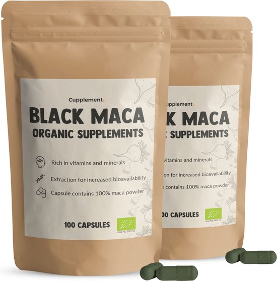 Cupplement 200 Zwarte Maca Capsules 500 MG Per Capsule Biologisch ...