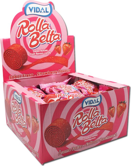 Snoep Rolla Belta Aardbeien Zure Mat Display 24 Stuks | bol