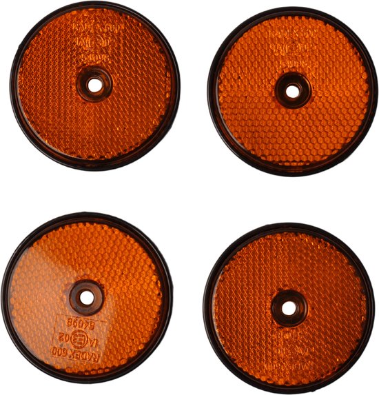 4 oranje/gele Radex reflectoren 60 mm schroefgaten rond | bol