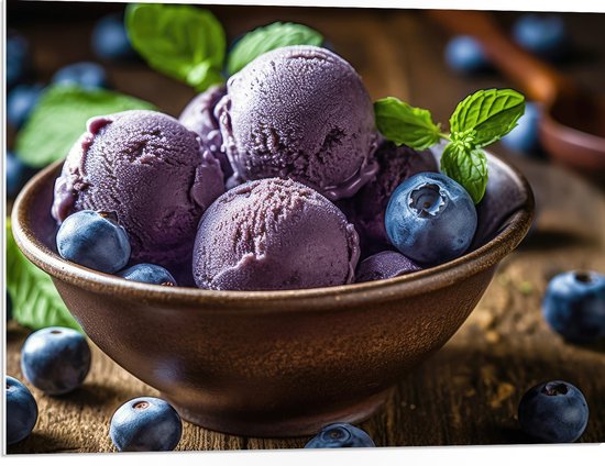 PVC Schuimplaat- Ijs - Bolletjes - Bosbessen - Fruit - Blauw - Paars ...