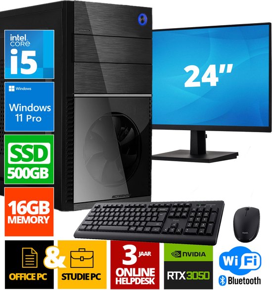 Intel Compleet PC + 24" Monitor + Muis & Toetsenbord | Intel Core i5 ...