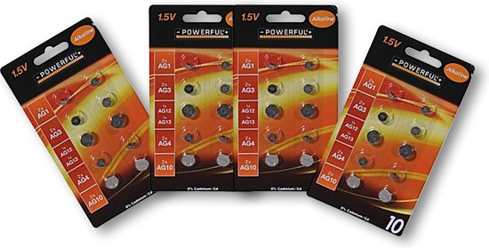 Knoopcel batterij - Set van 40 Stuks - Alkaline en Lithium - 1.5V - Cadmiumvrij | bol