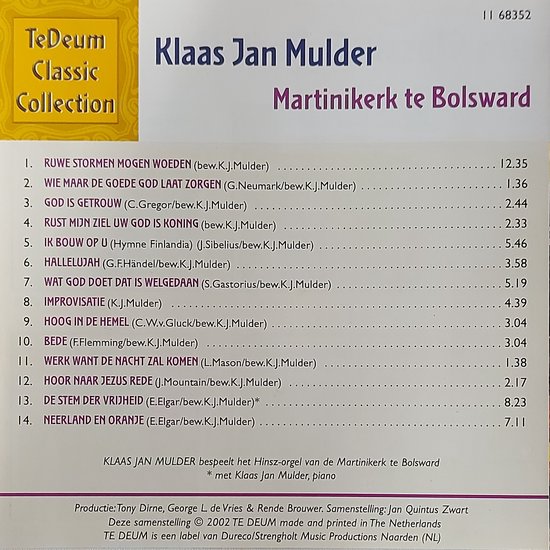 Klaas Jan Mulder - Martinikerk te Bolsward, Klaas Jan Mulder | CD ...