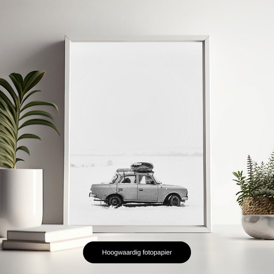 Poster Auto zwart-wit - Natuur poster - 30x40 cm - Exclusief lijst ...