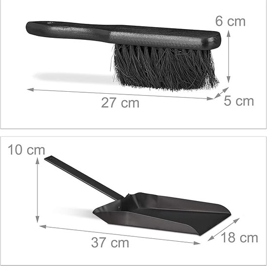 stoffer en blik, met ophanggat, van staal, voor binnen & buiten, set ...