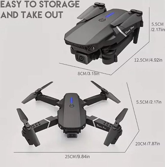 drone e88 - drone - acrobatiek drone - mini drone - met 2 accu's ...