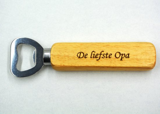 Houten flesopener - Bieropener - met tekst De liefste Opa gegraveerd | bol
