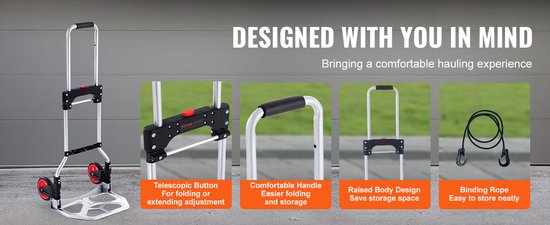 Opvouwbare Handtruck -Draagbare Kar Met Telescopische Handgreep ...