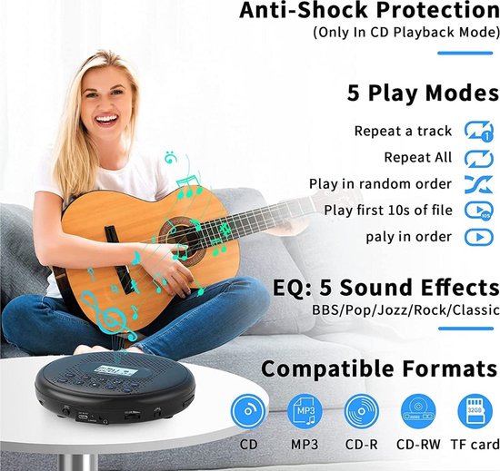 Discman - CD speler - Anti shock - Oplaadbaar - Inclusief oordopjes ...