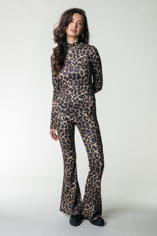 Colourful Rebel Leopard/Panterprint Peached Extra Flare Pants - XS | bol