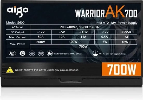 Interne voeding - voedingseenheid - gaming power supply - 700W PC PSU ...