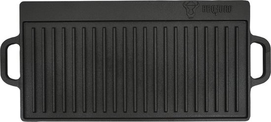 Gietijzeren grillplaat met handgrepen, 50 x 23 cm, omkeerbare ...