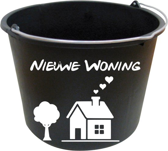 Hip met Pit Creaties - Emmer Nieuwe Woning 12L - Kotsemmer - Zwart met ...