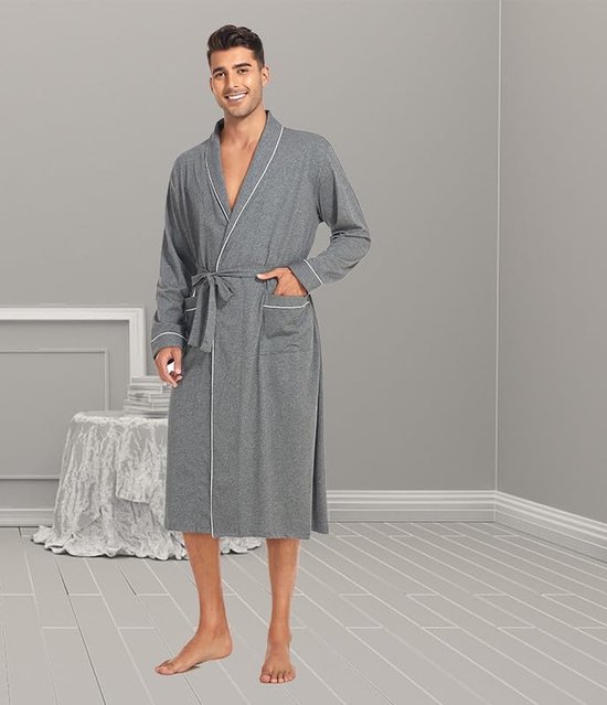 Dunne badjas heren - 100% katoen, lichtgewicht, voor sauna - M-XXL | bol