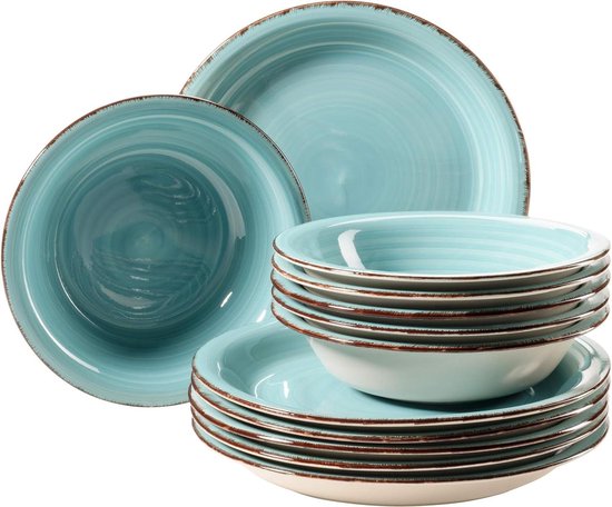 Bel Tempo II Bordenset 6 Personen 12-Delig Turquoise - MÄSER borden set ...