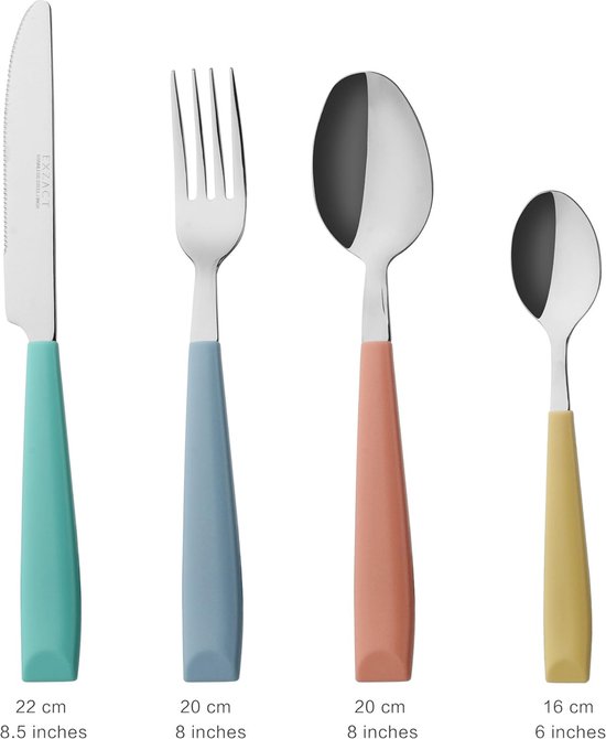 Bestekset 24 stuks gekleurd - roestvrij staal met levendig gekleurde ...