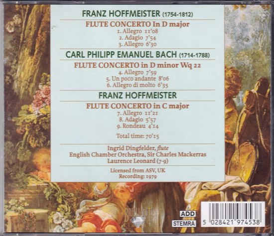 Flute Concertos - Franz Hoffmeister, Carl Philipp Emanuel Bach - Ingrid Dingfelder... | bol